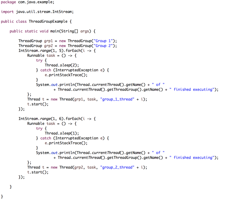 ThreadGroup in Java - Javagyansite