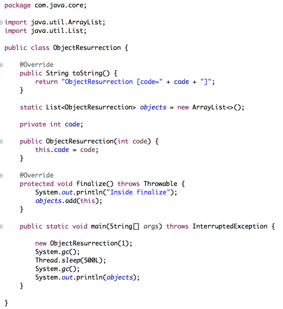 Object Resurrection in Java - Javagyansite