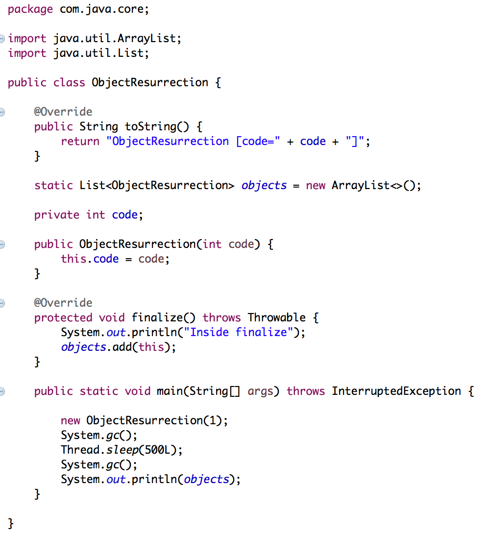 Object Resurrection in Java - Javagyansite